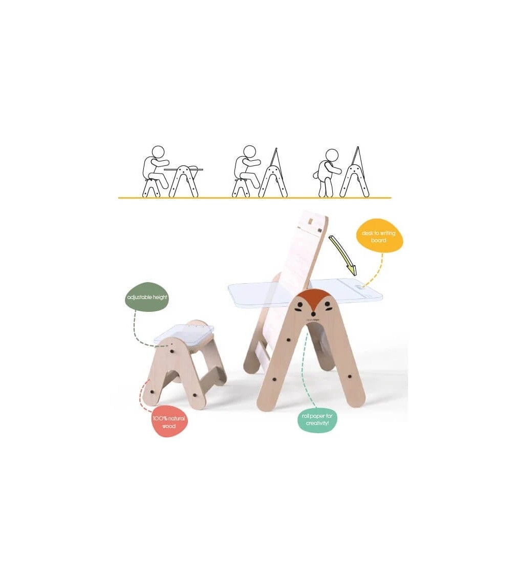 Masuta si tabla 2 in 1 cu scaunel Massam Vulpita MamaToyz - Masute ...