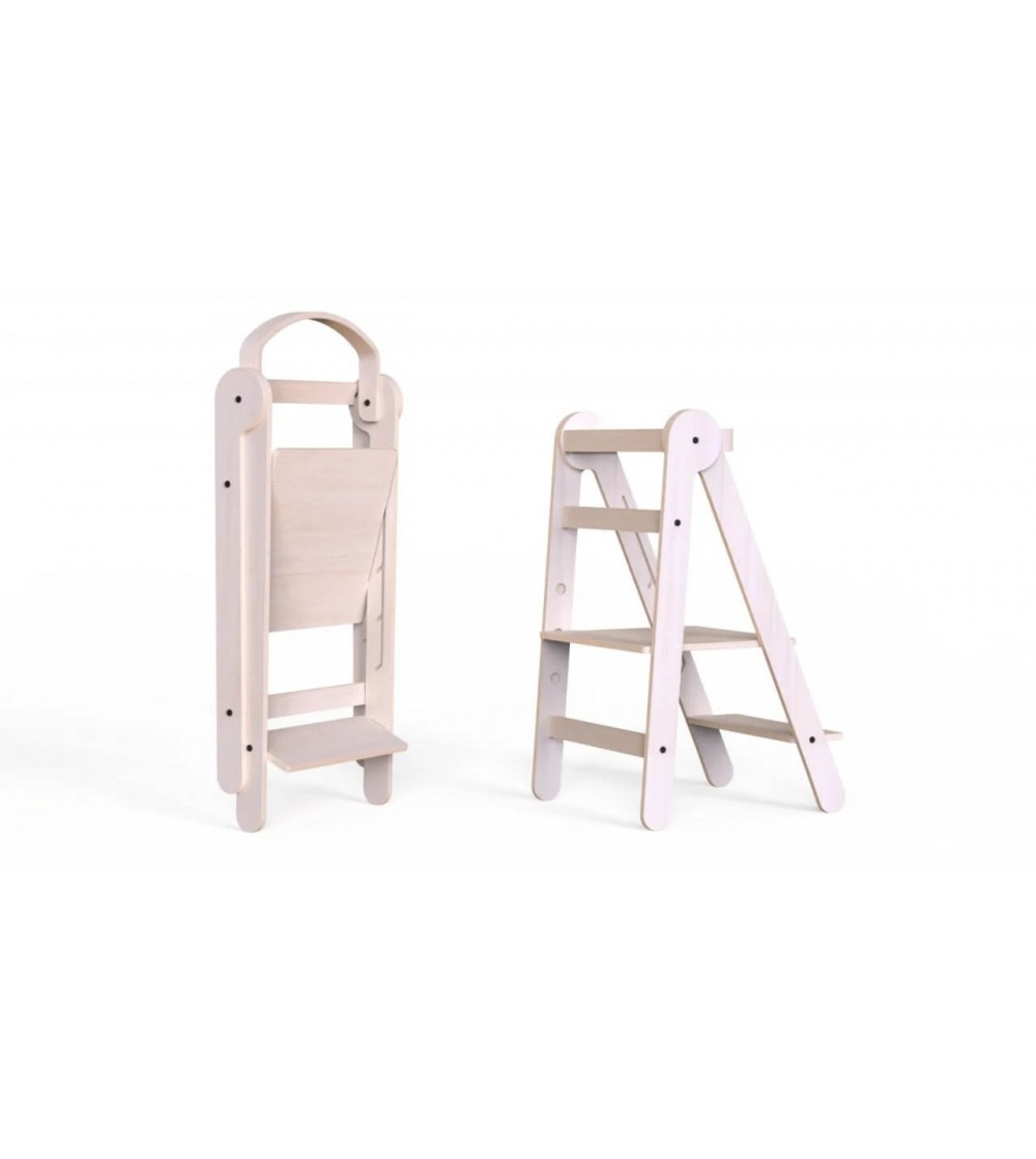 Turn de invatare-Learning Tower pliabil, din lemn, MamaToyz, natur ...