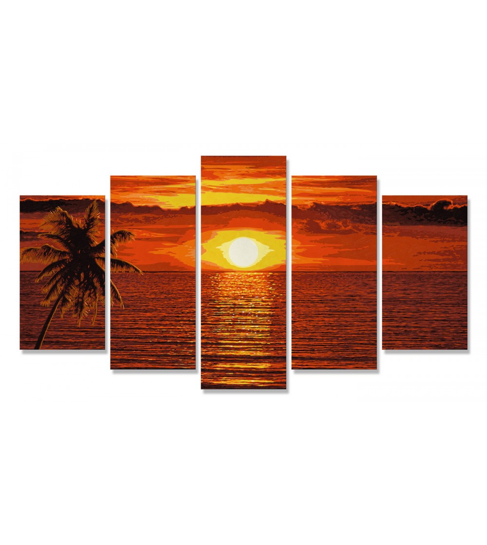 Kit pictura pe numere Schipper apus in Caraibe, 5 tablouri - Seturi de ...